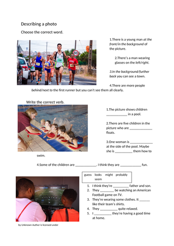 Describing a Photo PET Speaking Worksheet | Teaching Resources