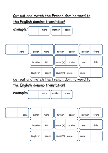 French family member dominoes | Teaching Resources