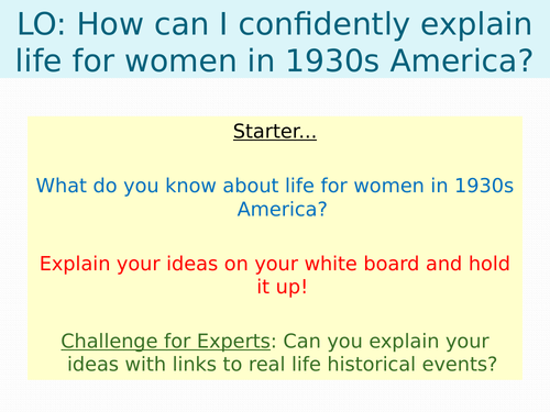 Lesson on women in America in the 1930s- context for 'Of Mice and Men ...
