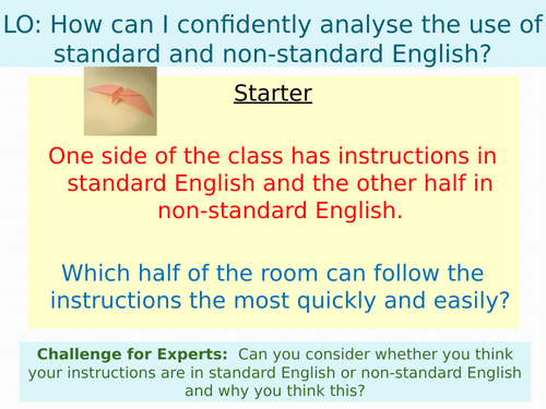 'Outstanding' lesson on analysing standard and non-standard English ...