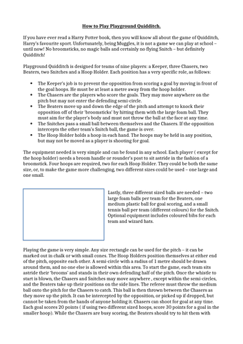 Unit of work year 5 Explanation of how to play Quidditch | Teaching ...