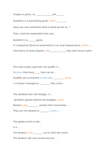 Unit of work year 5 Explanation of how to play Quidditch | Teaching ...