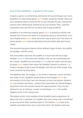 Unit of work year 5 Explanation of how to play Quidditch | Teaching ...