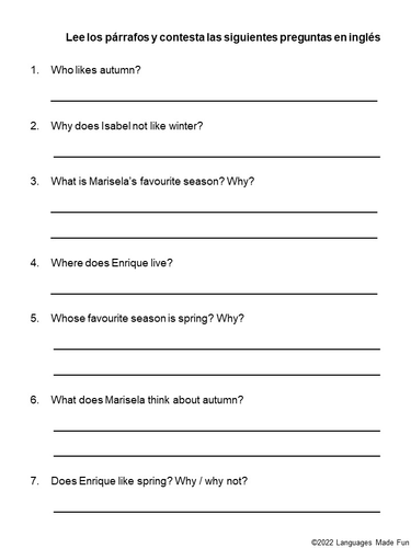 Las estaciones del año - Seasons of the Year in Spanish | Teaching ...