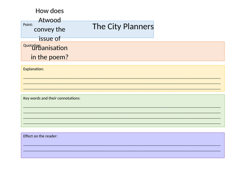 IGCSE Literature 2023 - The City Planners | Teaching Resources