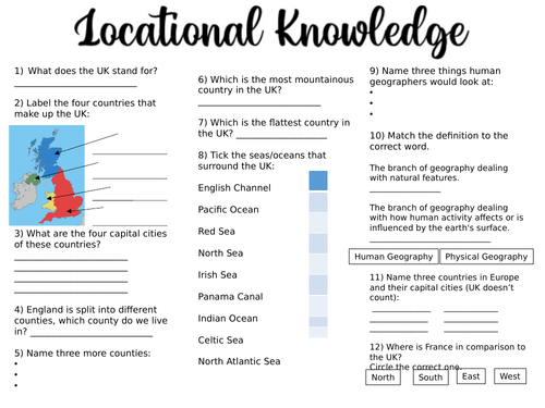 Locational Knowledge - KS2 Geography End of Unit Assessment | Teaching ...