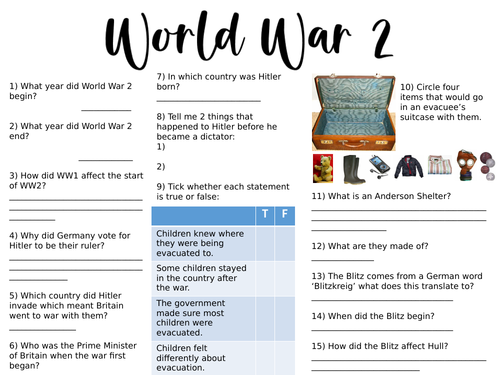 World War 2 - KS2 History End of Unit Assessment | Teaching Resources