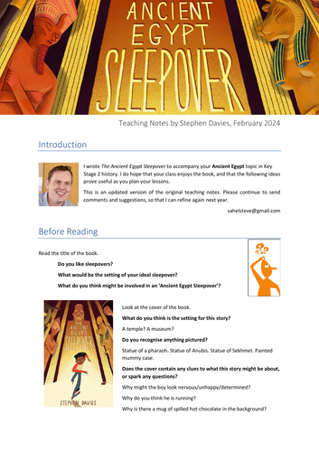 The Ancient Egypt Sleepover teaching notes | Teaching Resources