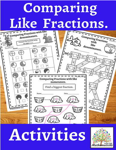 Comparing Fractions Same Denominators Activities Maze Colouring ...