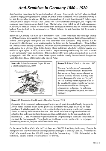 Origins of anti-Semitism in Germany 1880 - 1920 | Teaching Resources