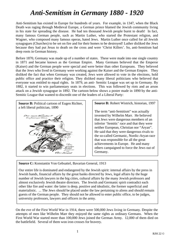 Anti-Semtism in Europe 1880 - 1945 | Teaching Resources