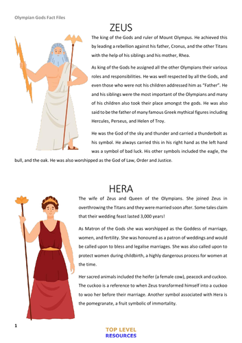 KS2 HISTORY - The Greeks - The Twelve Olympians (PowerPoint, Fact Files ...