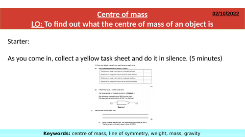 P8.6 Centre of mass (AQA) | Teaching Resources