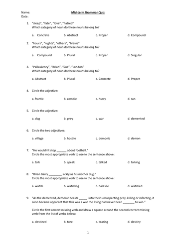 KS3 SOW - Year 7 Grammar & Writing | Teaching Resources