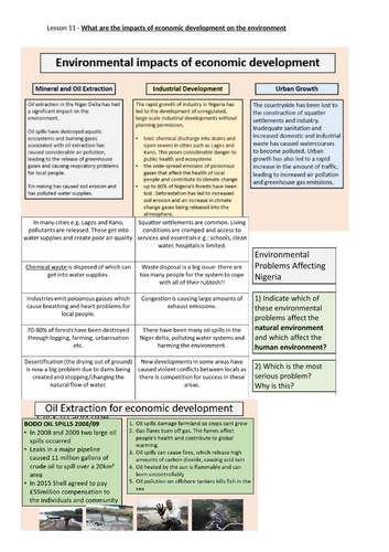 Environmental Impacts Of Economic Development In Nigeria - (KS4 - Key ...