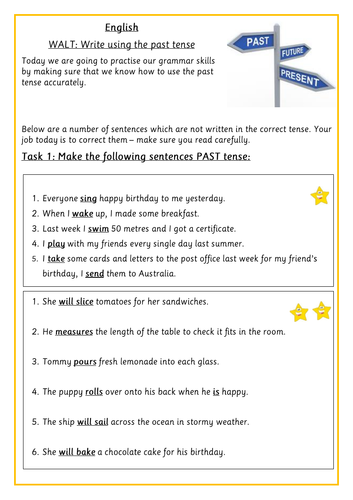 Year 3 - Past Tense Worksheet | Teaching Resources