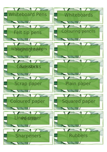 Eucalyptus name and stationary labels | Teaching Resources