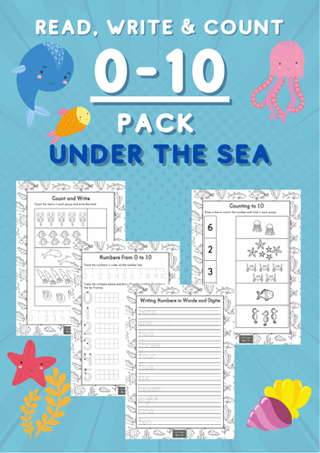 Under the Sea | Read, Write and Count 0 to 10 Pack | Teaching Resources