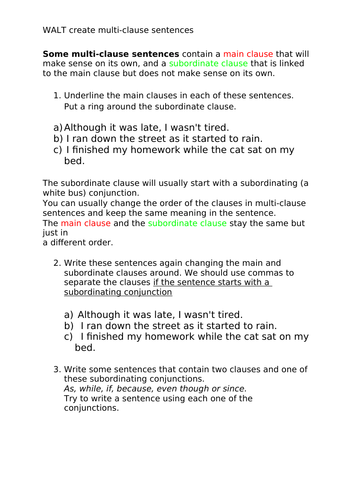 Sentences and clauses worksheets and teaching slides | Teaching Resources