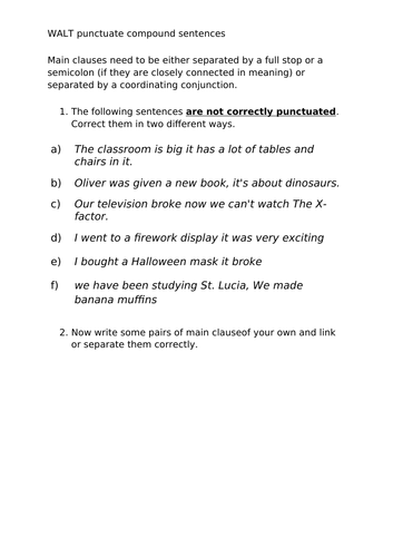 Sentences and clauses worksheets and teaching slides | Teaching Resources