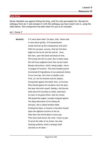 KS4 AQA GCSE SOW - Macbeth | Teaching Resources