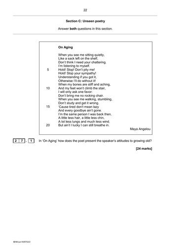 KS4 AQA GCSE SOW - Unseen Poetry | Teaching Resources