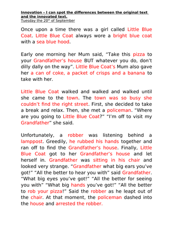 Talk for Writing Little Red Riding Hood | Teaching Resources
