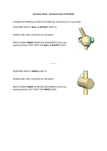 iGCSE PE: 1. A&P: Skeleton and Joints | Teaching Resources