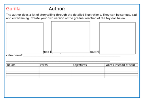 Anthony Browne Gorilla | Teaching Resources