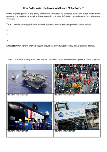 Global Politics: UPDATED 2025 How do Countries use Power to Shape ...