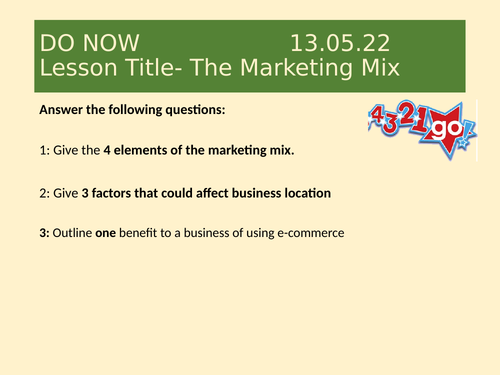 Edexcel GCSE Business Theme 1.4.3 Marketing Mix | Teaching Resources