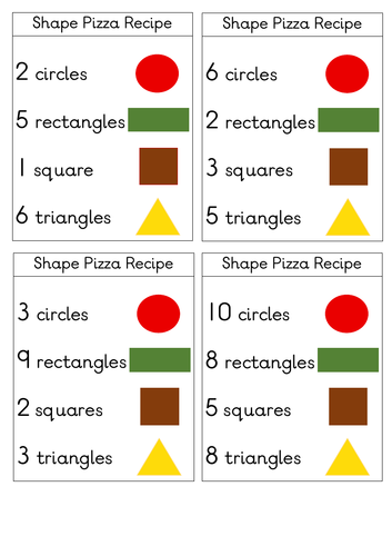 Shape Pizza Cards | Teaching Resources