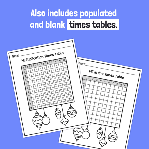 Multiplication Times Tables 1-10 | Winter Multiplication Facts ...