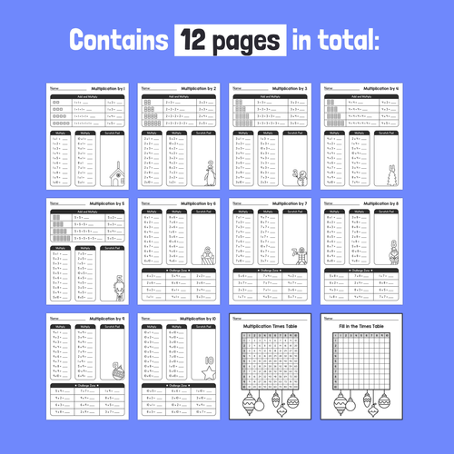 Multiplication Times Tables 1-10 | Winter Multiplication Facts ...