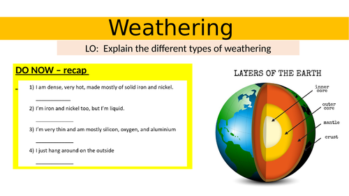 Weathering - The earth Activate 2 KS3 | Teaching Resources