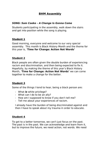 Black History Month Assembly 2022 | Teaching Resources