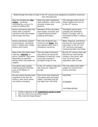 1. Italian city-states | Teaching Resources