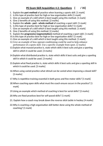 OCR A Level PE - Skill Acquisition Bundle | Teaching Resources