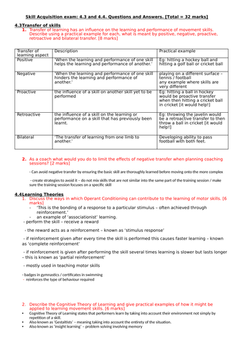 OCR A Level PE - Skill Acquisition Bundle | Teaching Resources