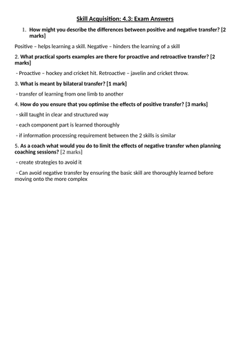 OCR A Level PE - Skill Acquisition Bundle | Teaching Resources