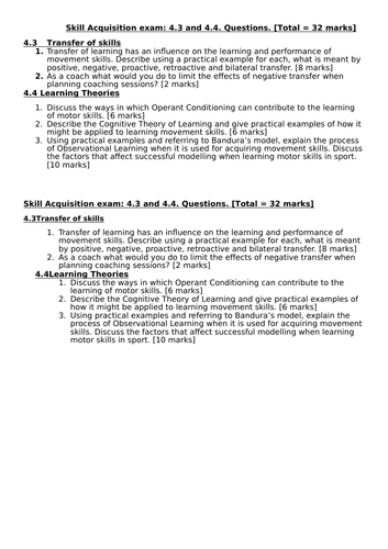 OCR A Level PE - Skill Acquisition Bundle | Teaching Resources