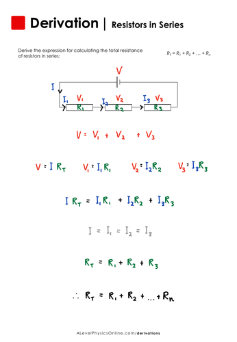 How to Derive: Resistors in Series | A Level Physics | Teaching Resources