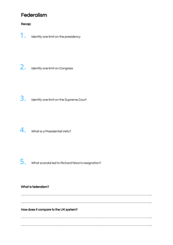 Federalism in the US | Teaching Resources