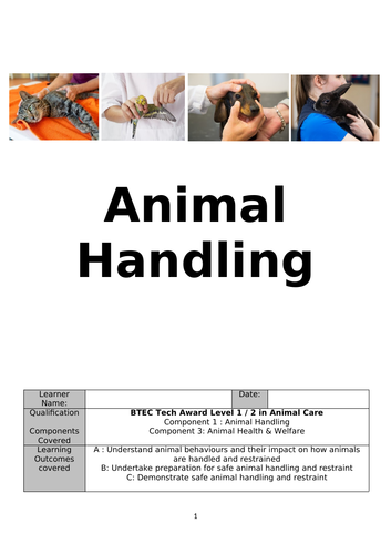 Animal Handling Booklet | Teaching Resources