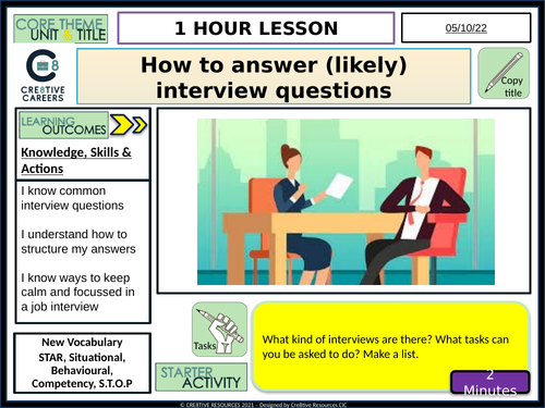 Job Interview Questions - KS5 Careers | Teaching Resources