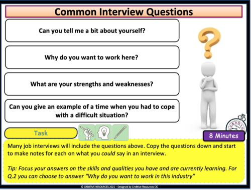 Job Interview Questions - KS5 Careers | Teaching Resources