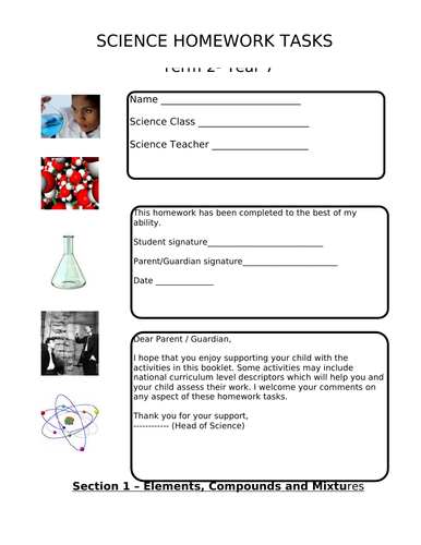 Science Homework Tasks Y7 Term 2 | Teaching Resources