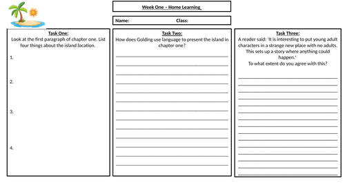 Lord of the Flies - Home Learning Tasks | Teaching Resources