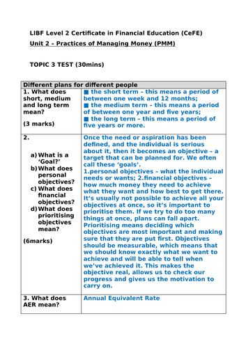 LiBF Level 2 AiFE/CEFE UNIT 2 | Teaching Resources