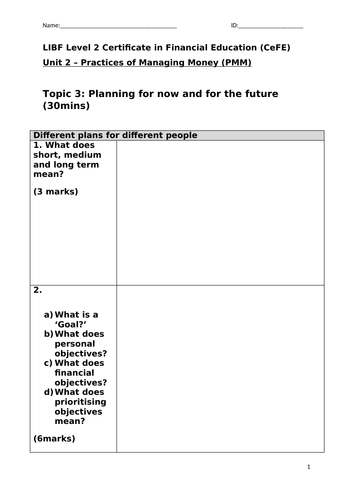 LiBF Level 2 AiFE/CEFE UNIT 2 | Teaching Resources